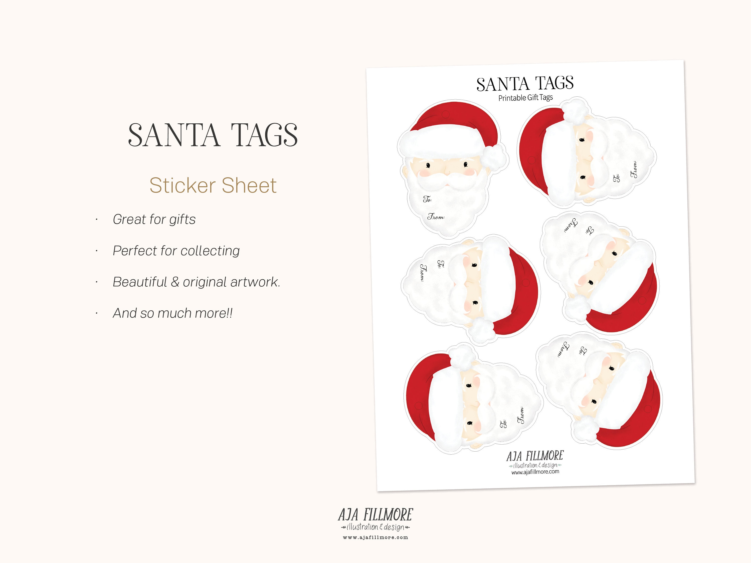 Christmas Gift Tags, Printable Gift Tags, Digital Stickers, Christmas ...