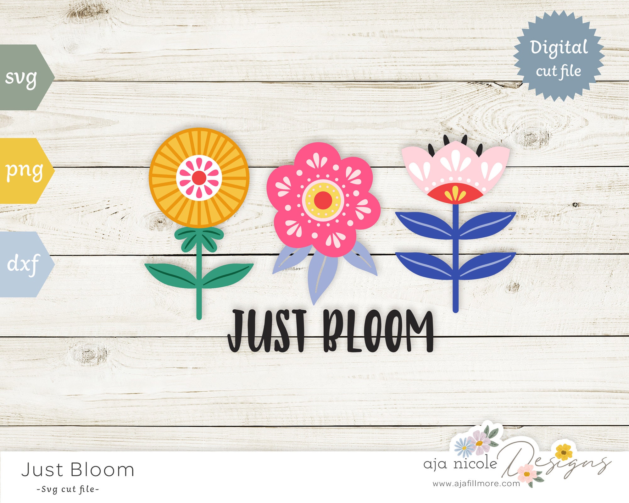 Flower Svg, Flower Cut File, Folk Flower Cut File, Svg Bundle, Svg Cut ...