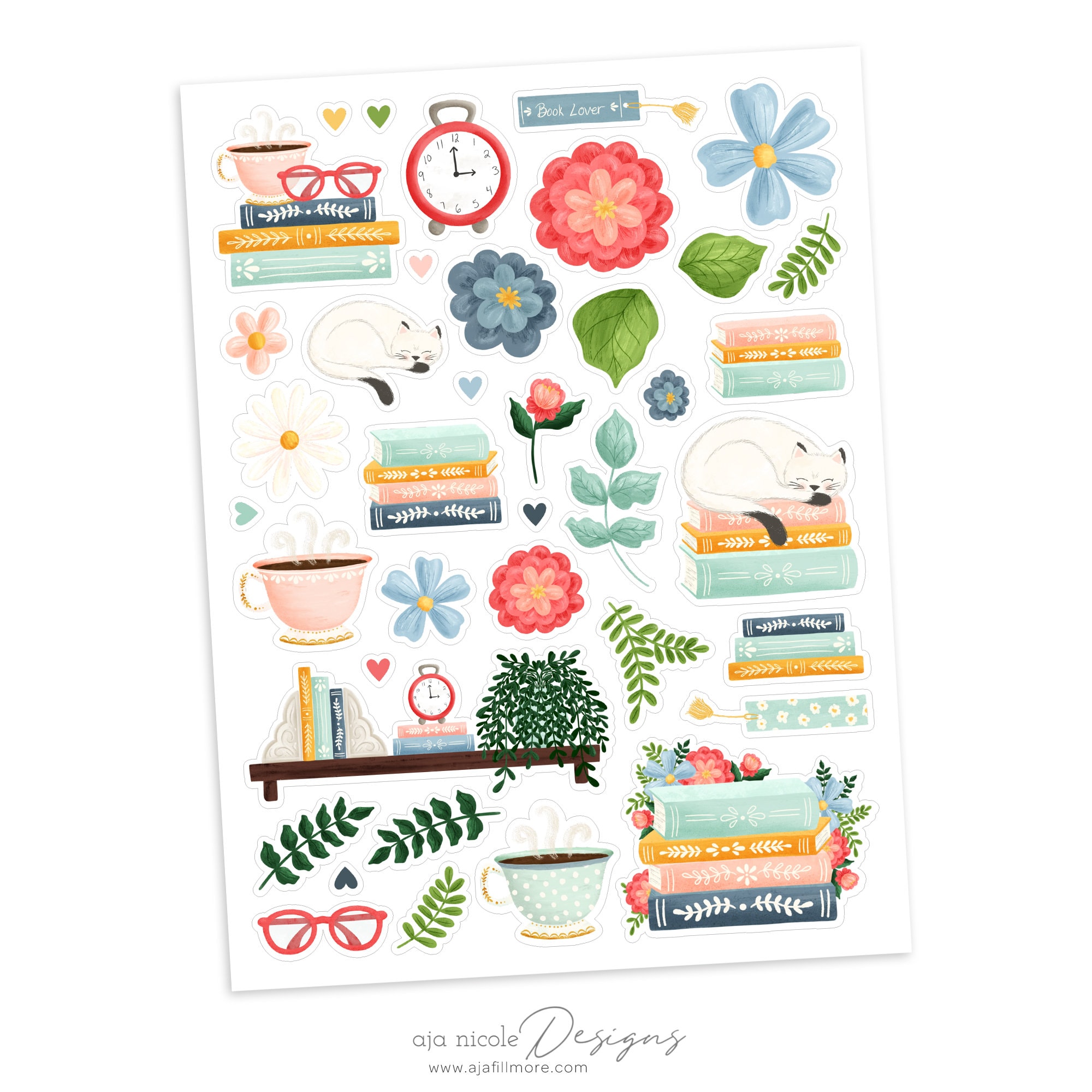 Book Stickers Printable Stickers Book Clipart Digital - Etsy