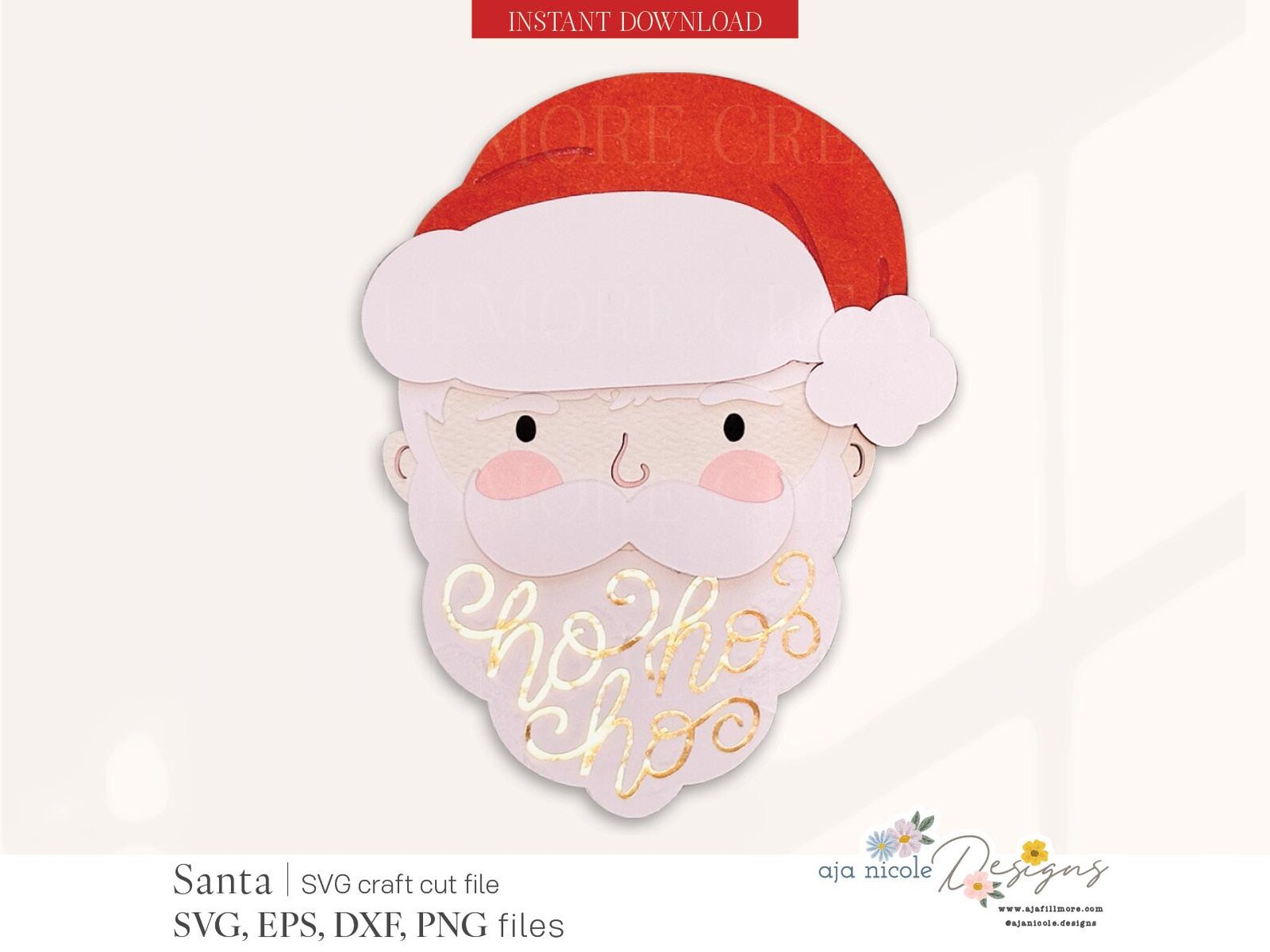 Layered Santa Face SVG Cut File Christmas Paper Craft Template for ...