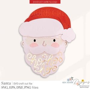 Layered Santa Face SVG Cut File – Christmas Paper Craft Template for ...