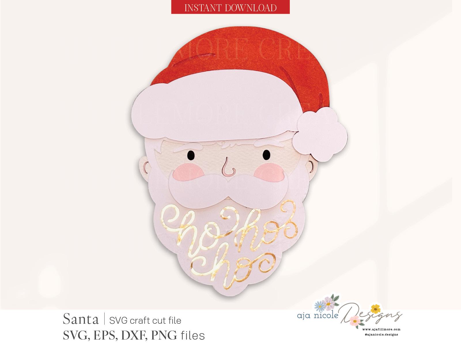 Layered Santa Face SVG Cut File – Christmas Paper Craft Template for ...