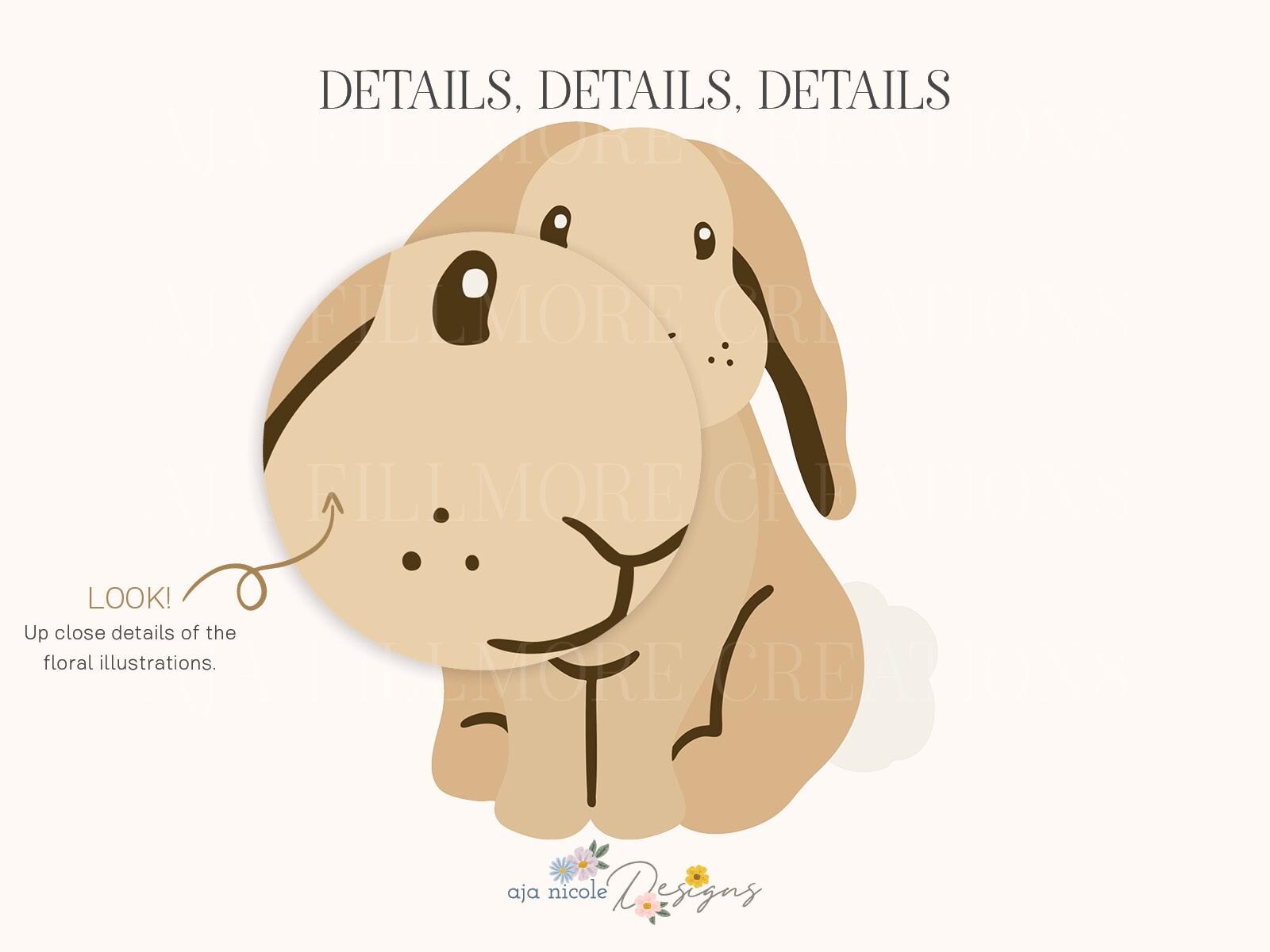 Cute Bunny SVG, Easter Rabbit Cut File, Lop-eared Bunny Clipart, DIY ...