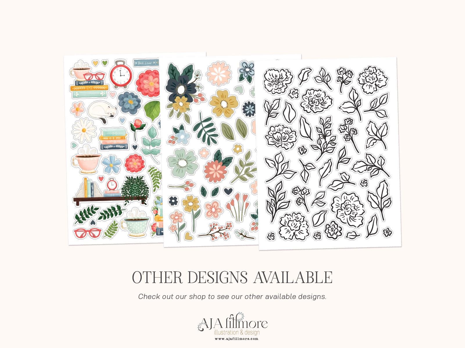 Flower Stickers, Printable Stickers, Flower Clipart, Digital Stickers ...