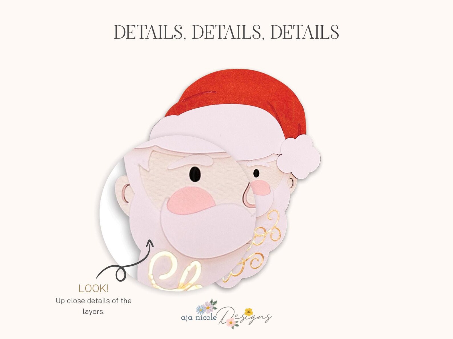 Layered Santa Face SVG Cut File – Christmas Paper Craft Template for ...