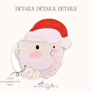 Layered Santa Face SVG Cut File – Christmas Paper Craft Template for ...