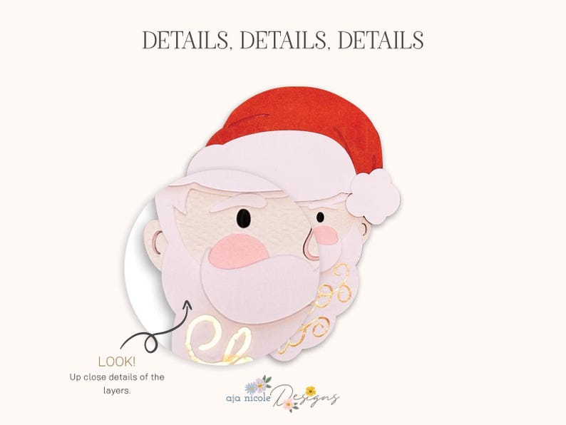 Layered Santa Face SVG Cut File – Christmas Paper Craft Template for ...