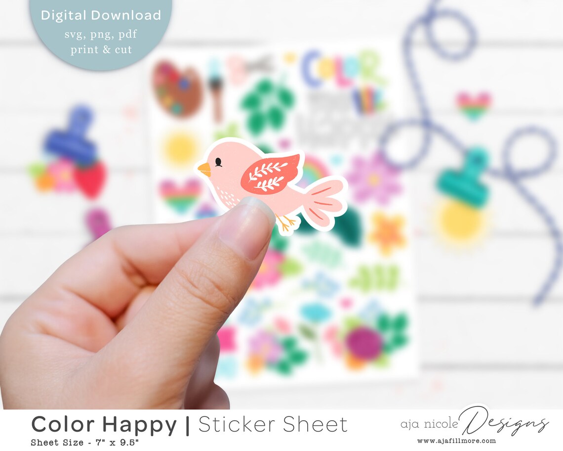Flower Stickers, Printable Stickers, Flower Clipart, Digital Stickers ...