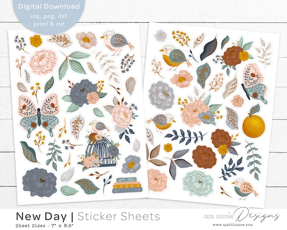 Flower Stickers Printable Stickers Flower Clipart Digital - Etsy