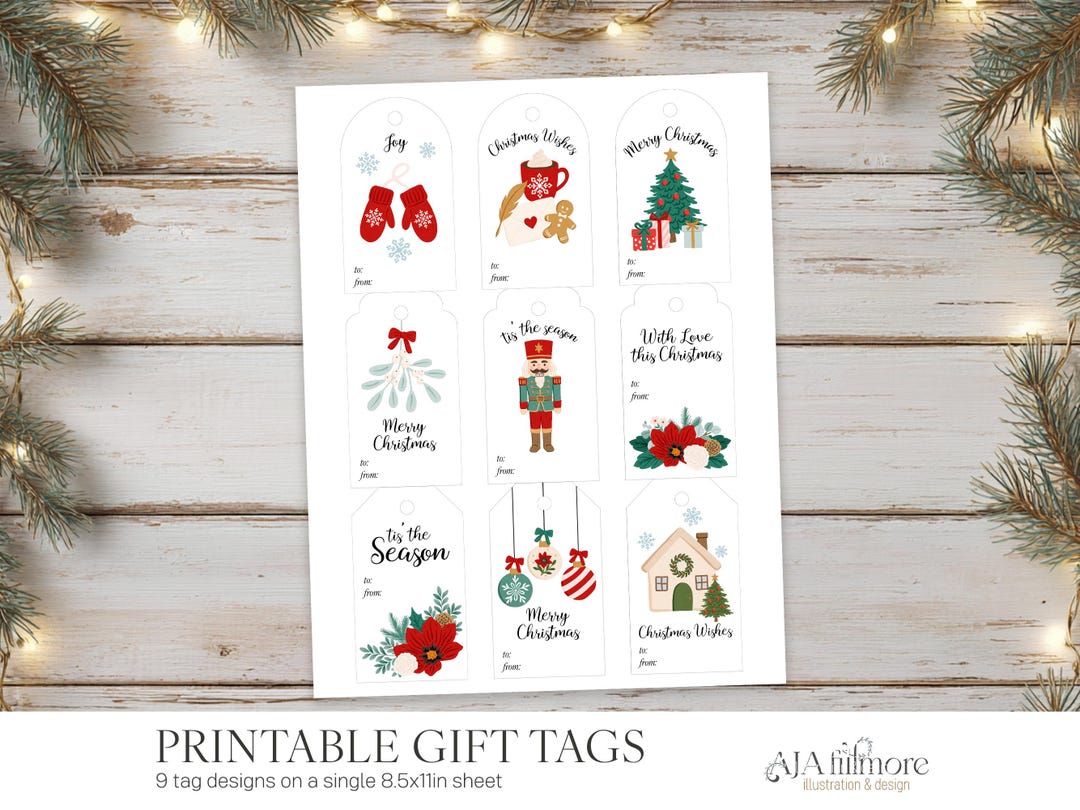 Printable Christmas Gift Tags, Holiday Gift Tag PDF, Cute Christmas ...