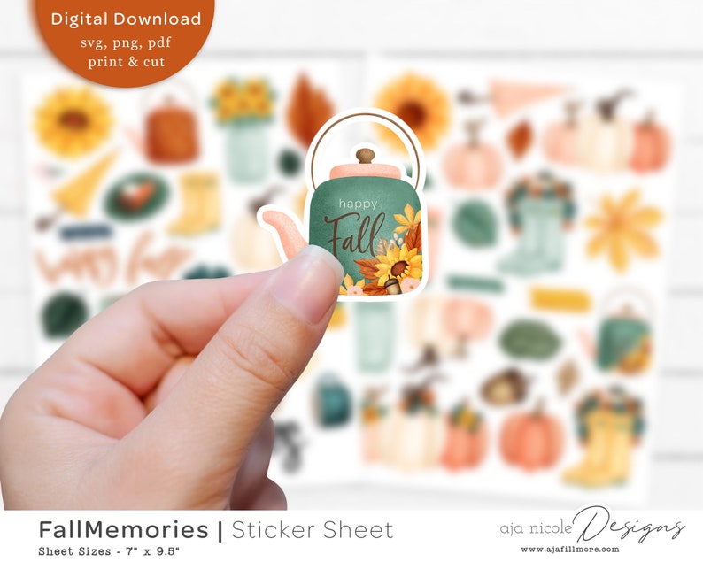 Fall Stickers, Printable Stickers, Fall Clipart, Digital Stickers ...