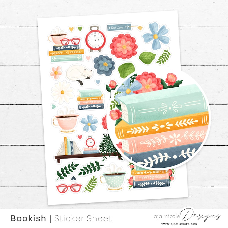 Book Stickers Printable Stickers Book Clipart Digital - Etsy
