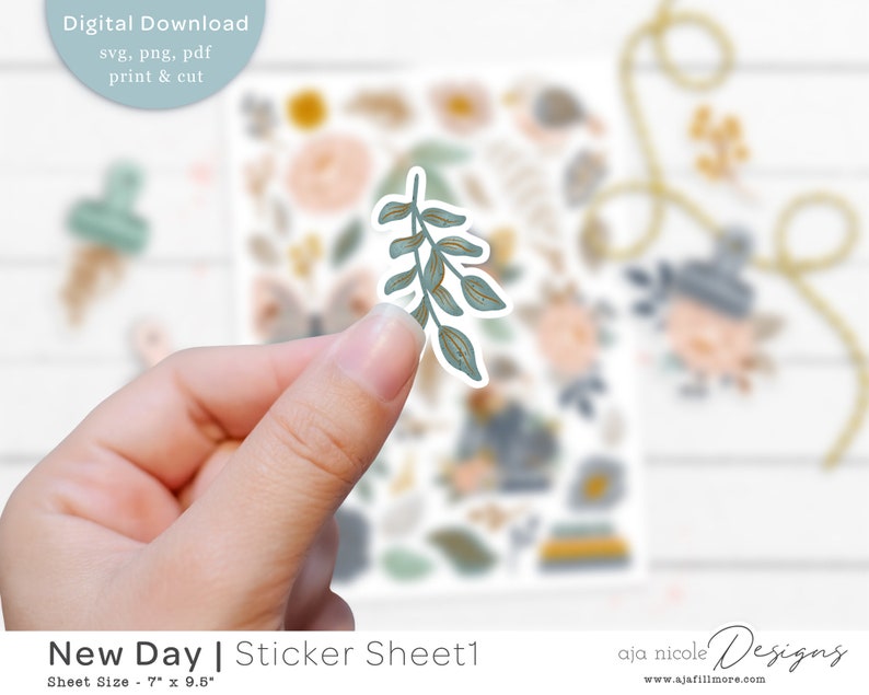 Floral Stickers: Printable Flower Clipart for Planners (SVG, PNG, DXF ...