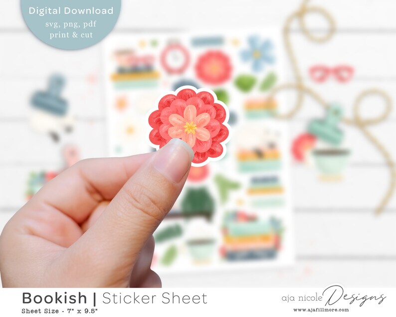 Book Stickers Printable Stickers Book Clipart Digital - Etsy