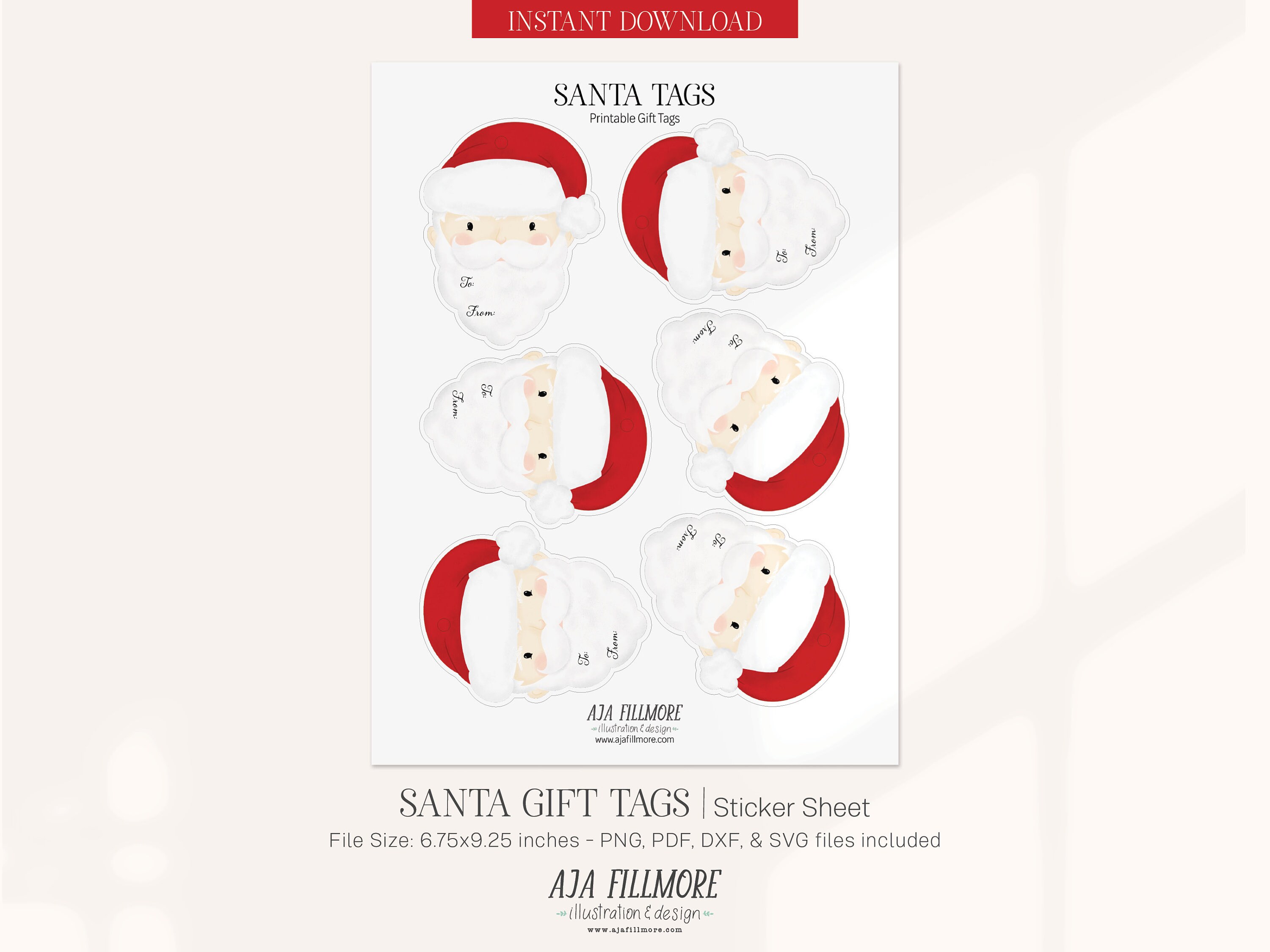 Christmas Gift Tags, Printable Gift Tags, Digital Stickers, Christmas ...