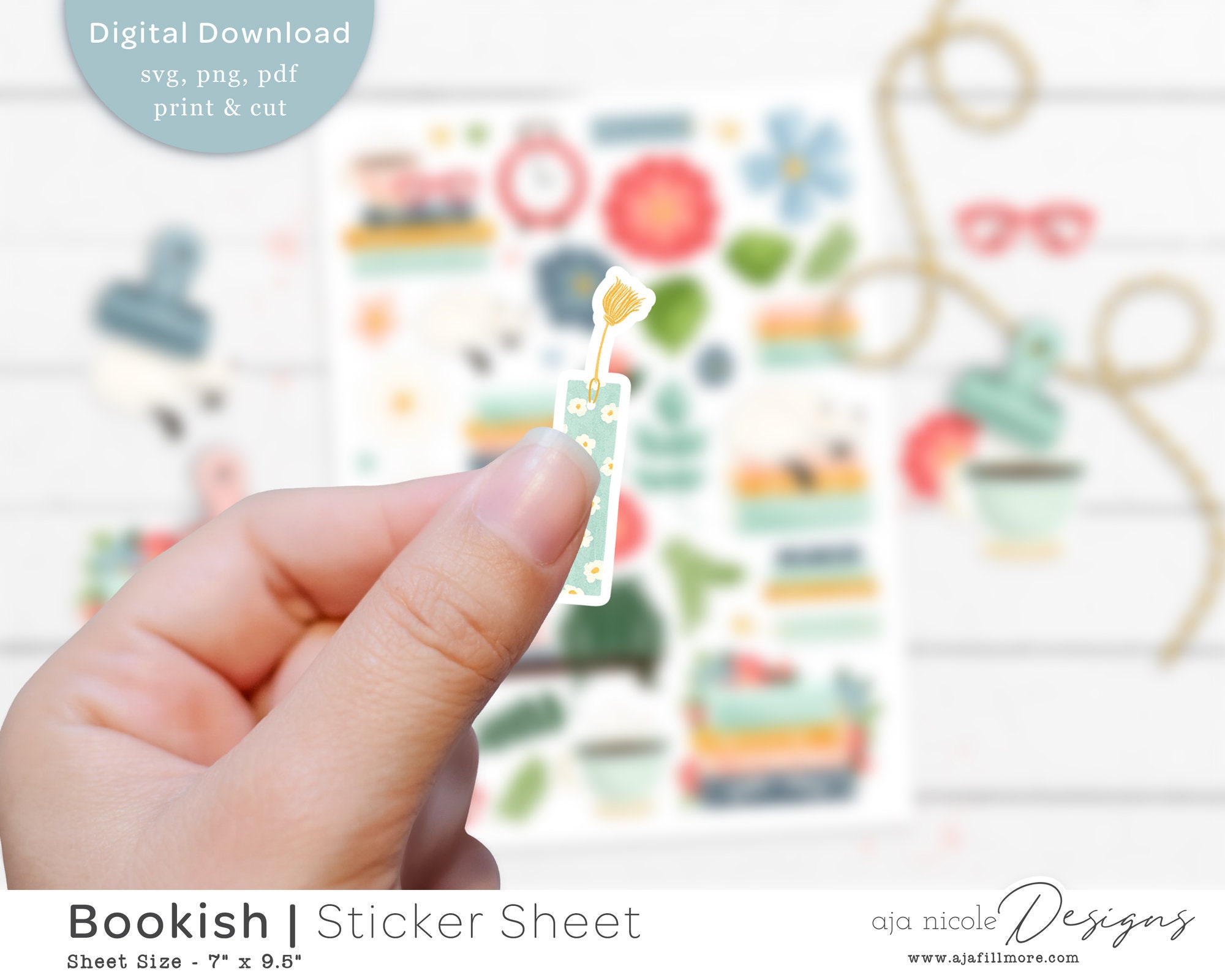 Book Stickers Printable Stickers Book Clipart Digital - Etsy