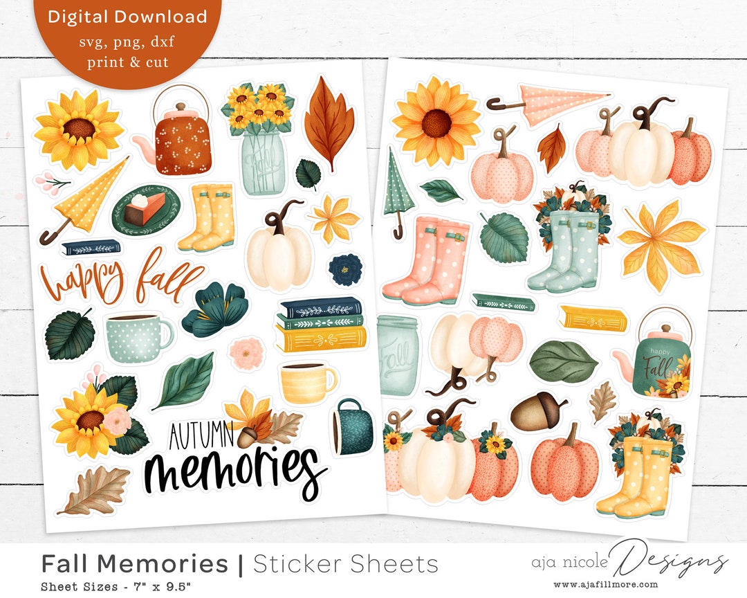 Fall Stickers, Printable Stickers, Fall Clipart, Digital Stickers ...