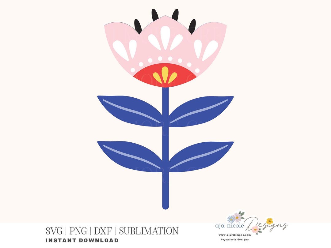 Folk Art Flower SVG: Boho Floral Cut File (digital Download) - Etsy