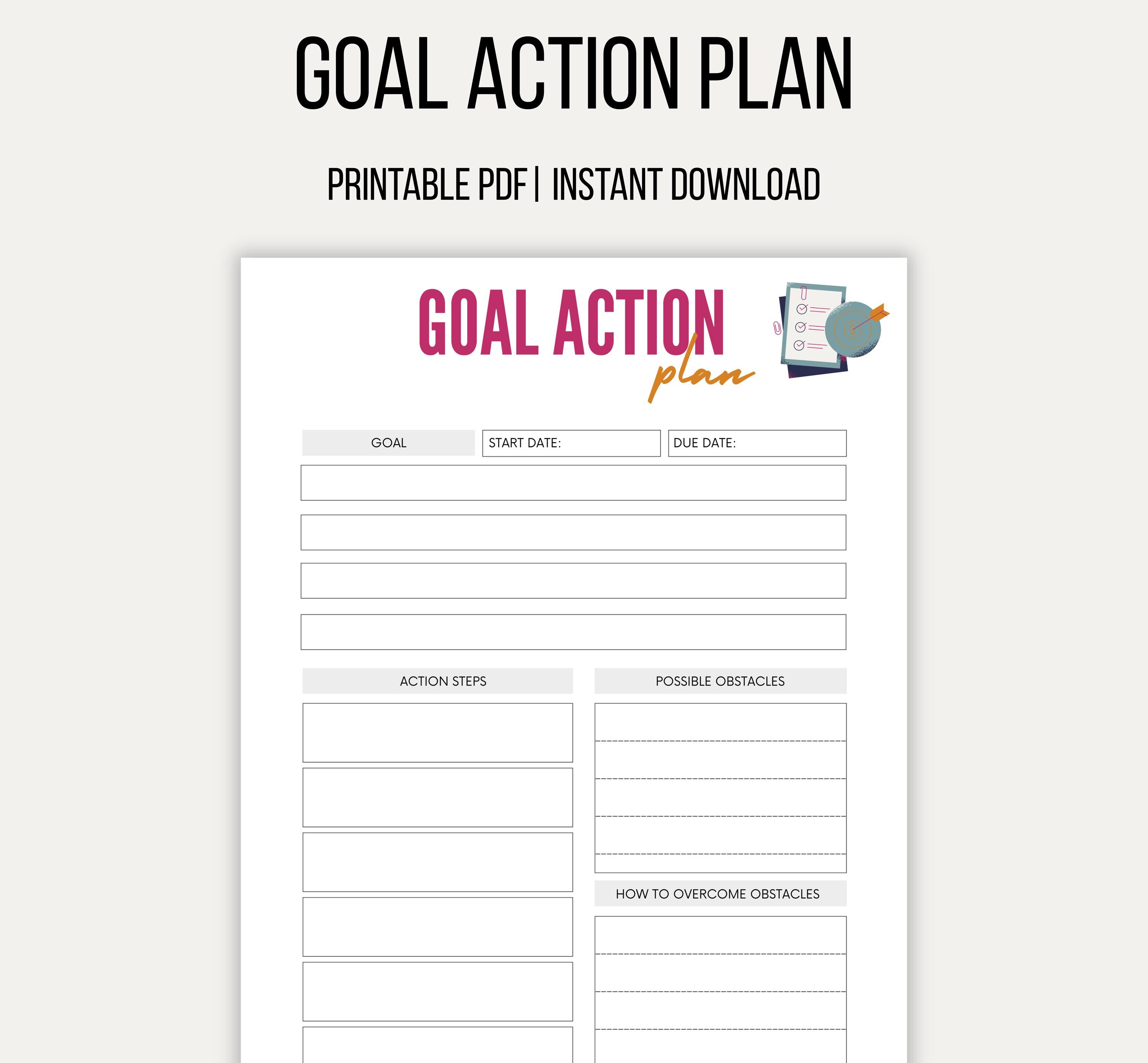 Goal Action Plan Printable: Goal Tracker Worksheet (digital Download ...