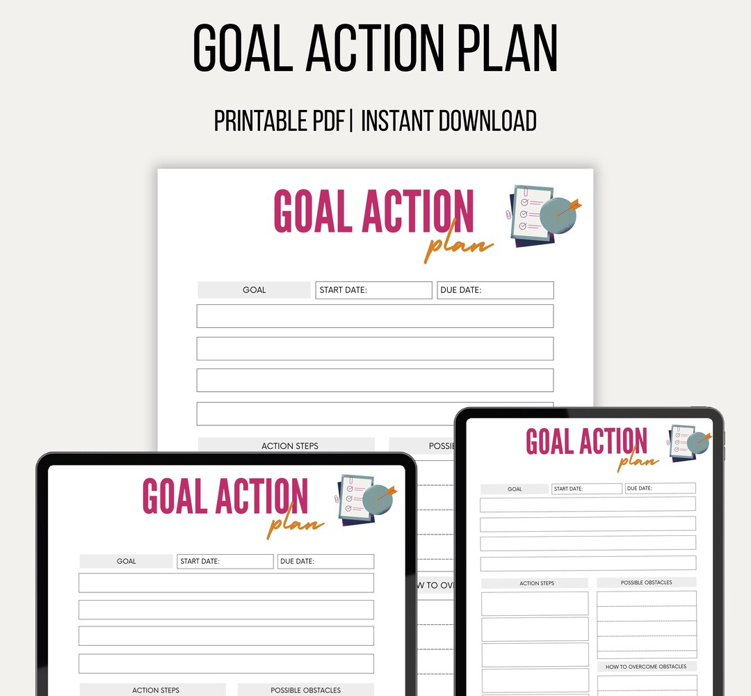 Goal Action Plan Printable: Goal Tracker Worksheet (digital Download ...