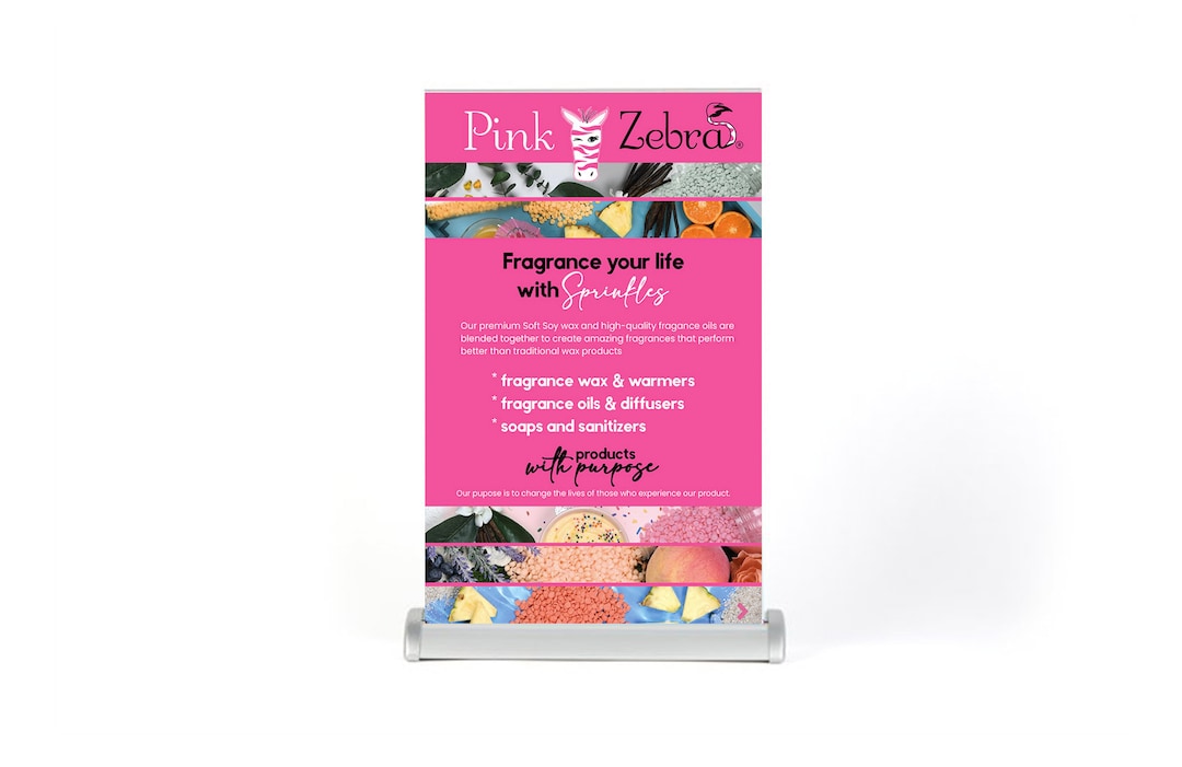 Pink Zebra Table Top Retractable Banner, Pink Zebra Banner, Pink Zebra ...