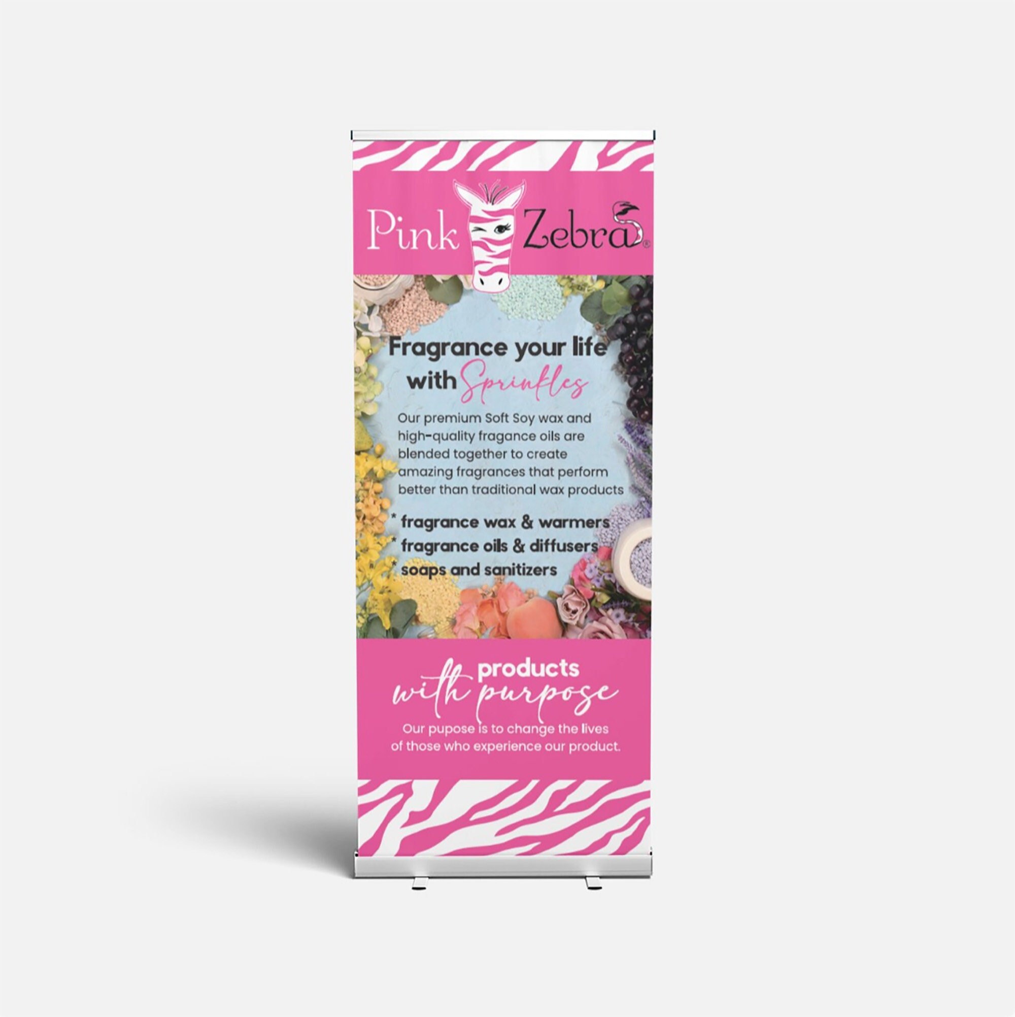 Pink Zebra Retractable Banner, Pink Zebra Banner, Pink Zebra Vendor ...