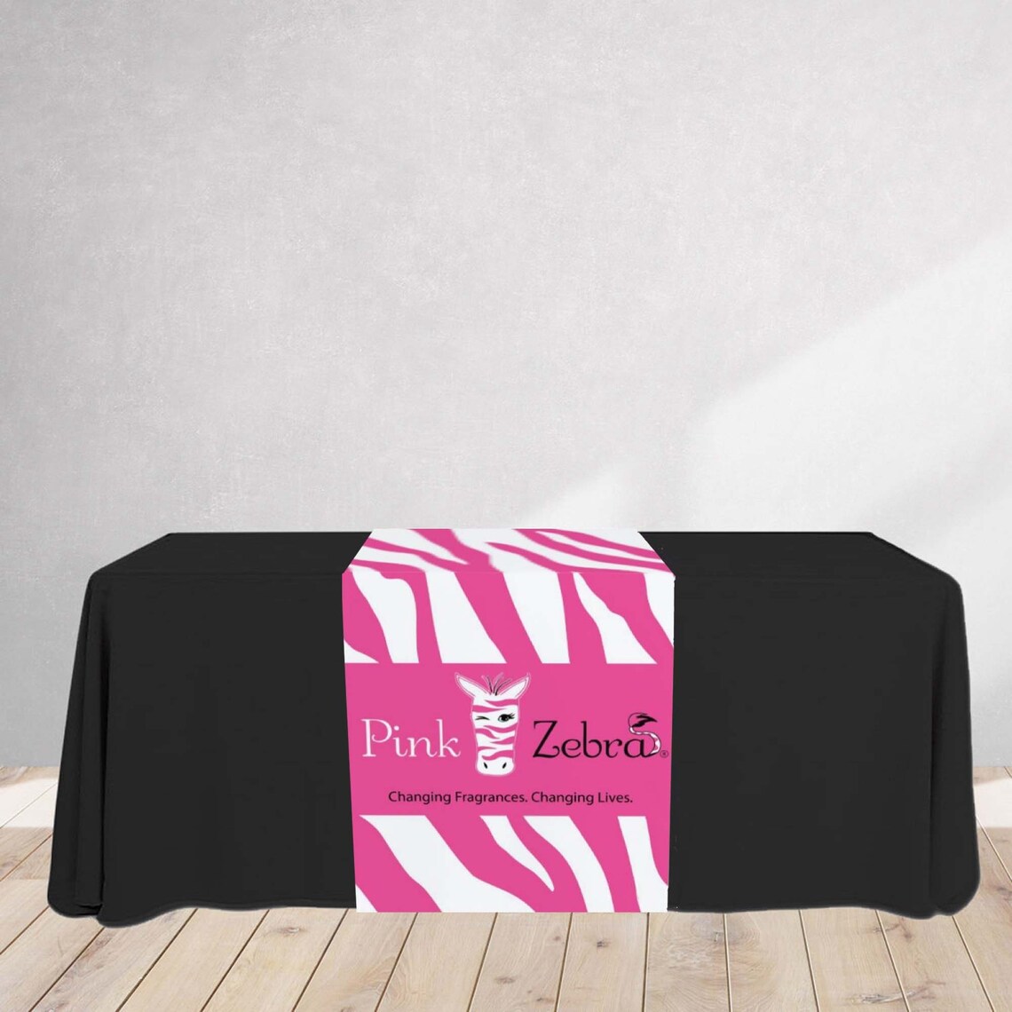 Pink Zebra Table Runner and Black Table Cloth Combo, Pink Zebra Runner ...