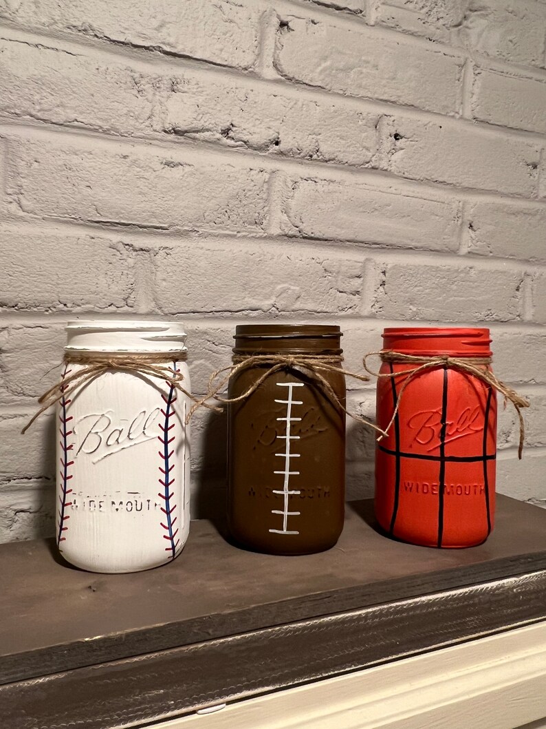 Sports Mason Jars Football Baseball Basketball - Etsy