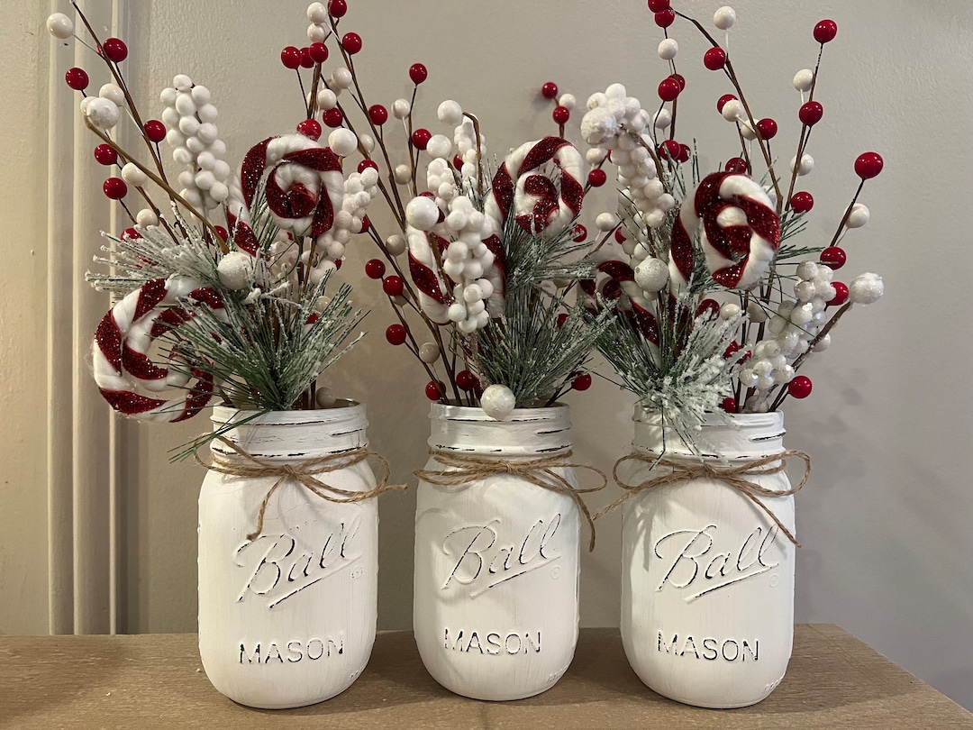 Winter/christmas Mason Jar Set - Etsy