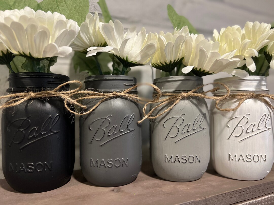 Gray Ombré Mason Jar Set - Etsy