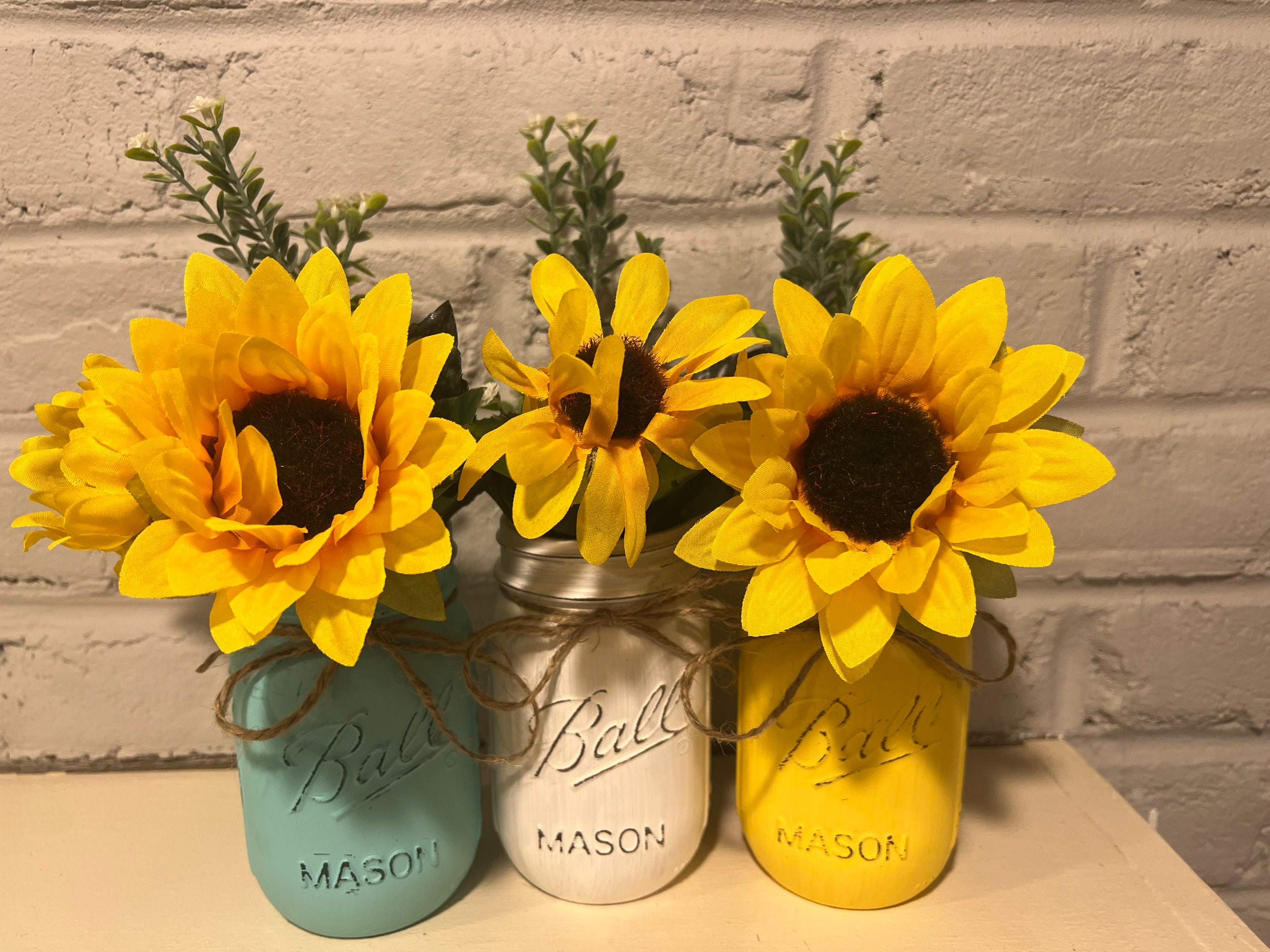 Sunflower Mason Jar Set Spring Mason Jar Set Summer Mason - Etsy