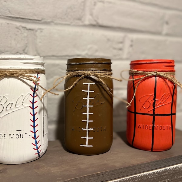 Baseball Mason Jars - Etsy
