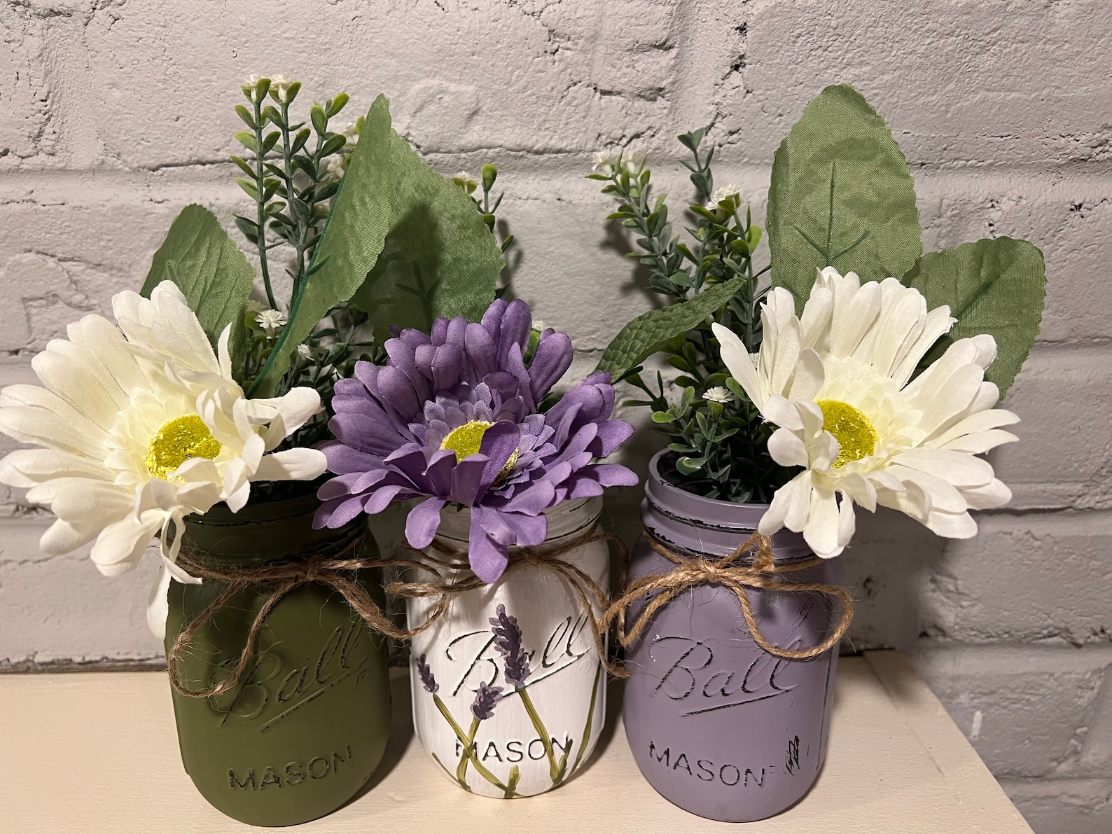 Spring Flower Decor, Spring Mason Jar Set, Flower Mason Jars, Lavender ...