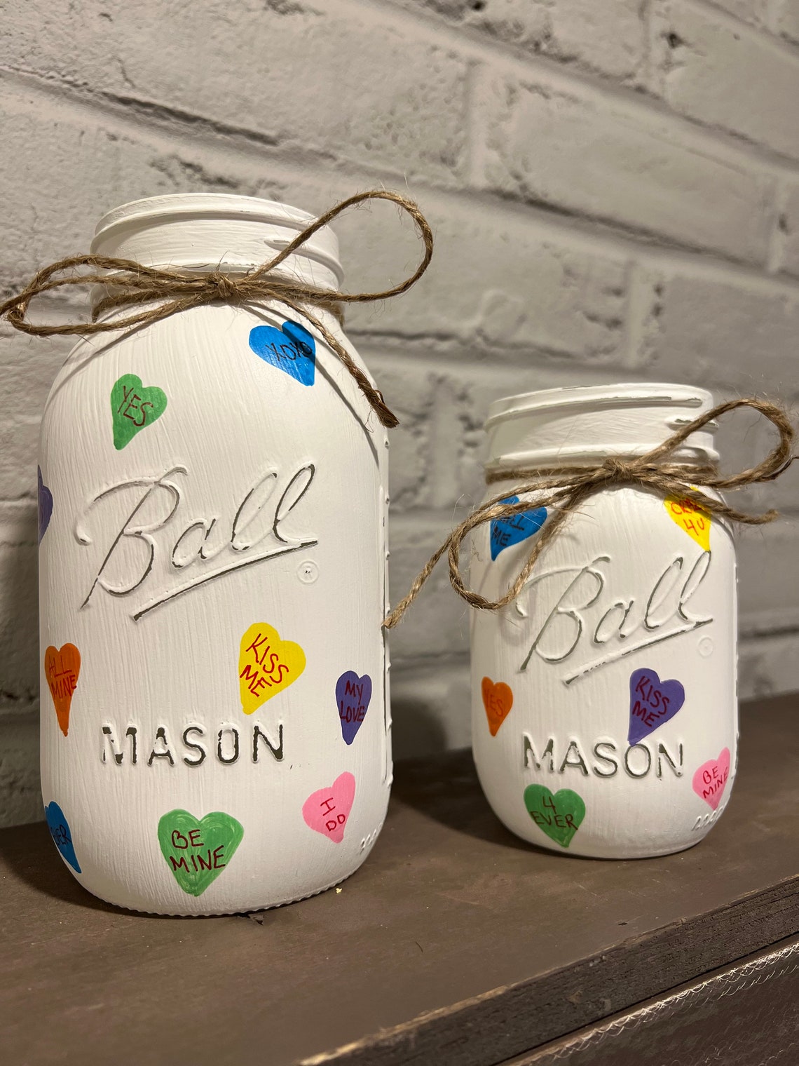 Candy Heart Mason Jars Candy Hearts Valentines Day | Etsy