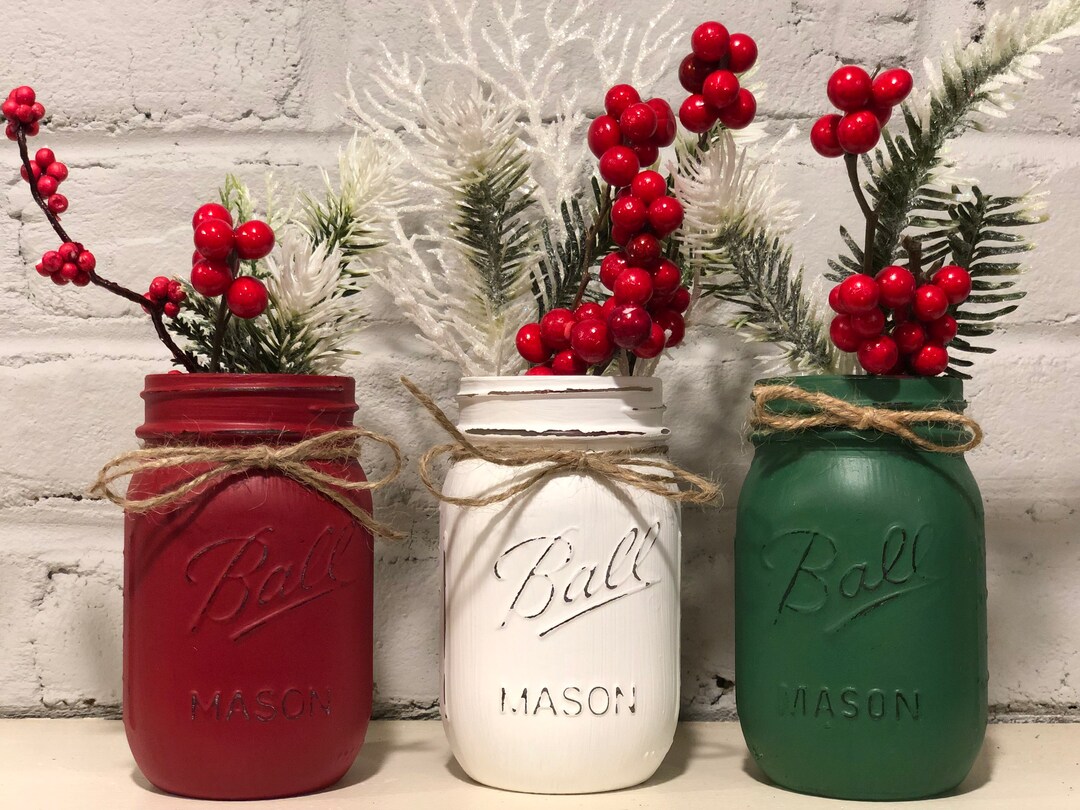 Winter/christmas Mason Jar Set - Etsy