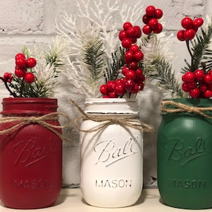 Winter/christmas Mason Jar Set - Etsy