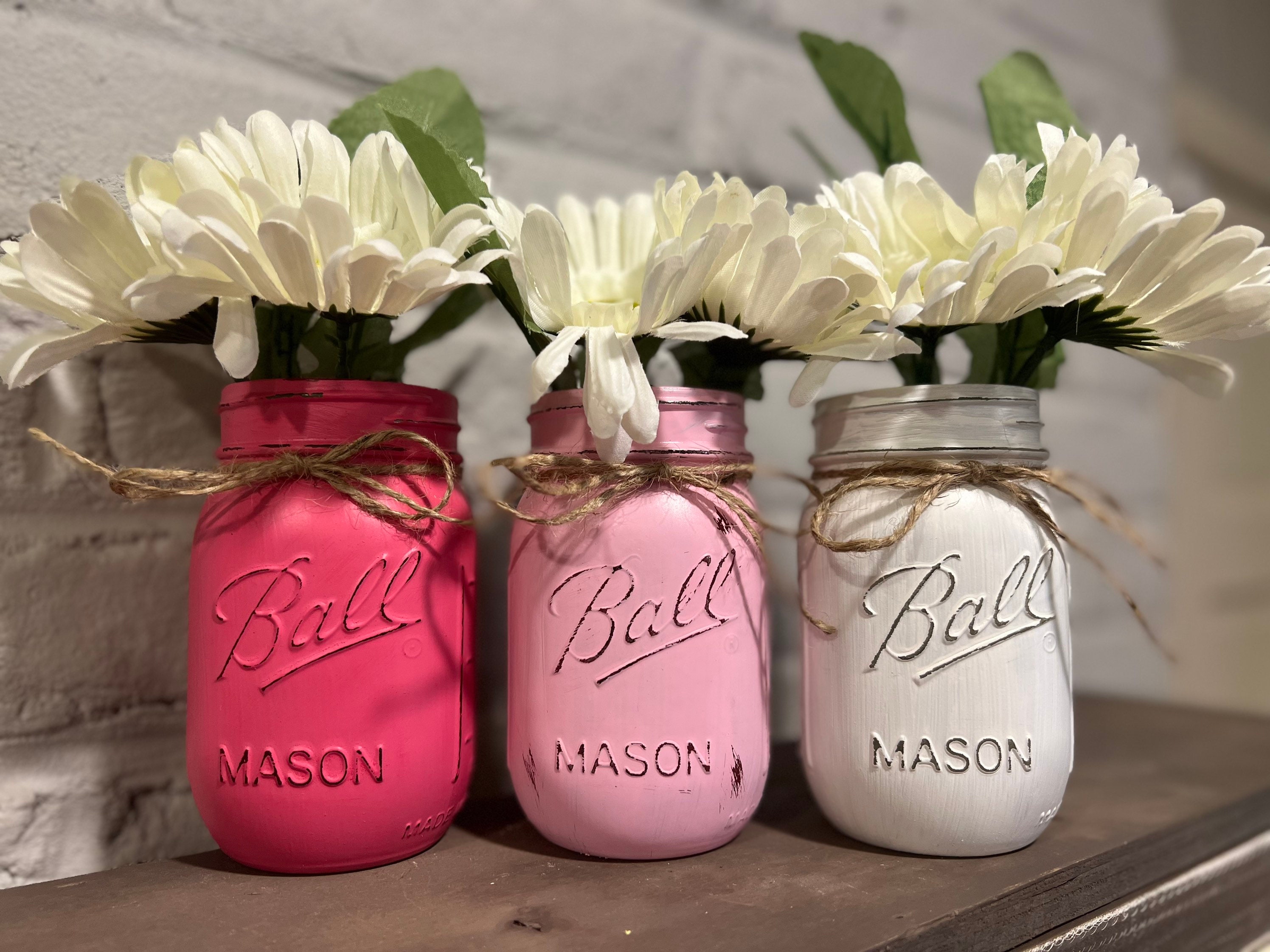 Pink Ombré Mason Jar Set, Valentine's Day Mason Jar - Etsy