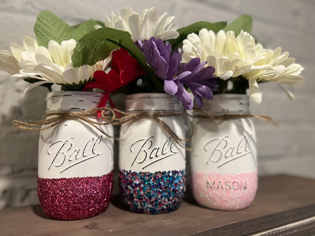 Glitter Mason Jar Set - Etsy