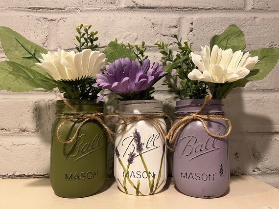 Spring Flower Decor Spring Mason Jar Set Flower Mason Jars | Etsy