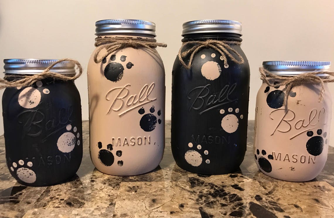 Dog Jar Cat Jar Animal Jar Paw Prints Animals Country - Etsy