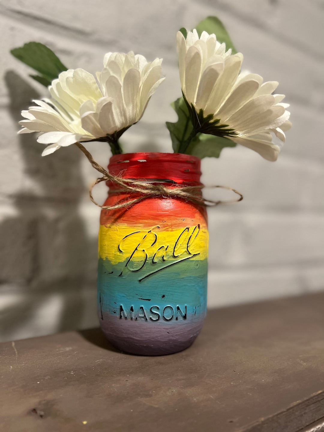 Rainbow Mason Jar - Etsy