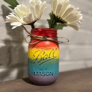 Rainbow Mason Jar - Etsy