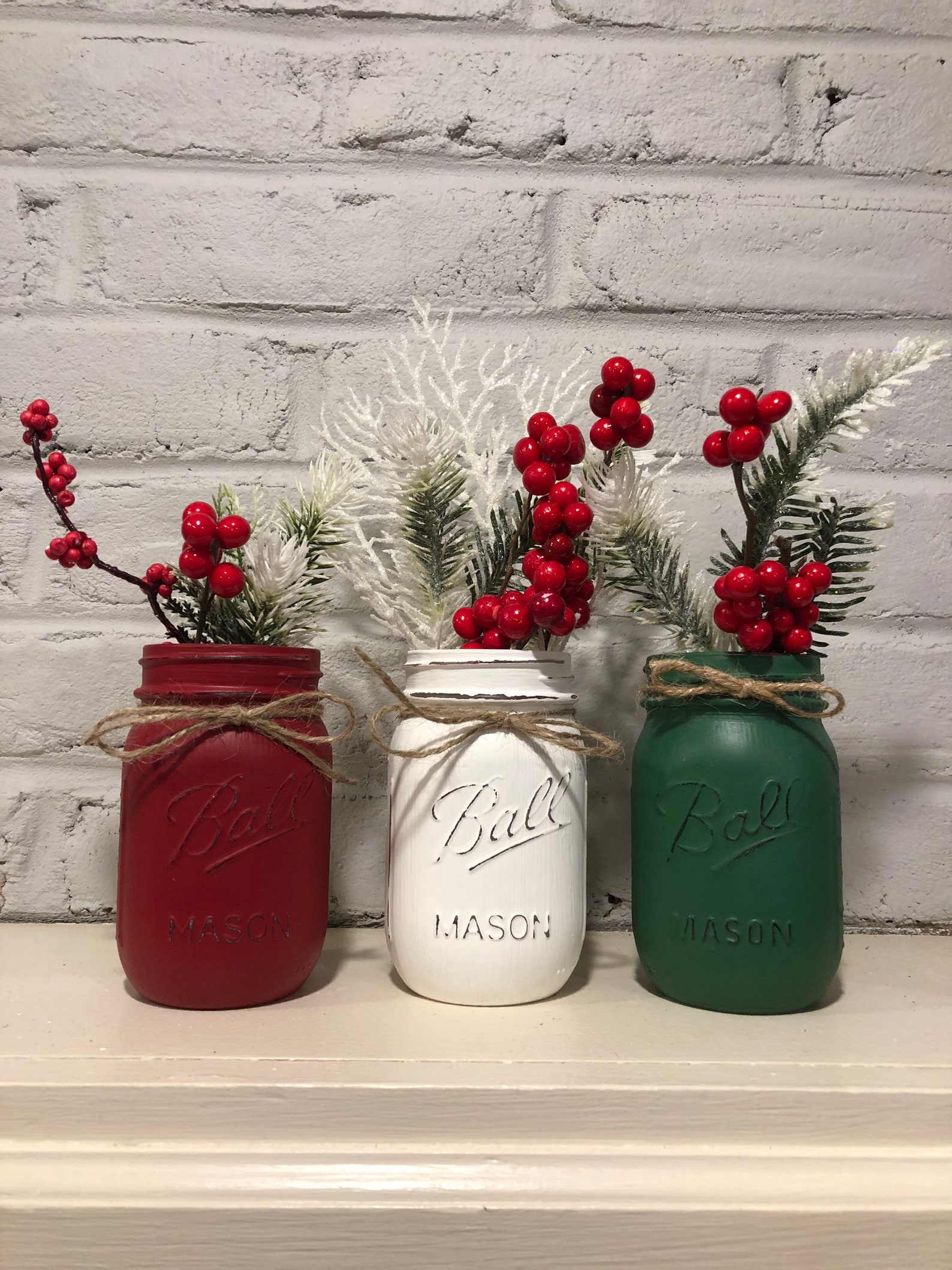 Winter/christmas Mason Jar Set - Etsy