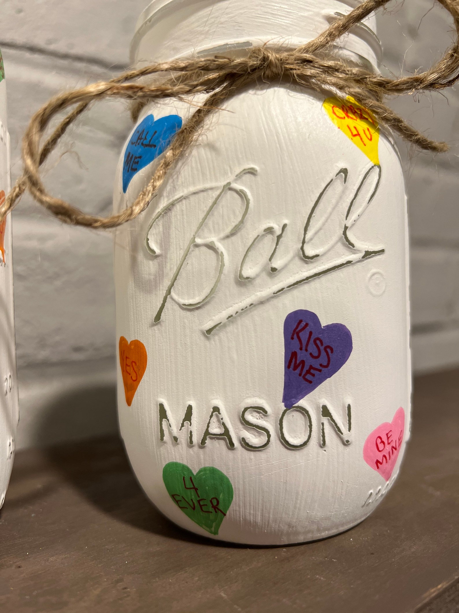 Candy Heart Mason Jars Candy Hearts Valentines Day | Etsy