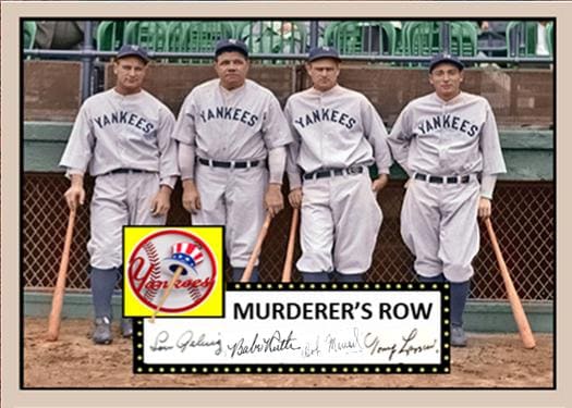 MURDERER'S ROW 1952 Style BABE Ruth Lou Gehrig Custom Made Art Card ...