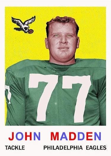 JOHN MADDEN EAGLES 1959 Style Custom Made Art Card - Etsy