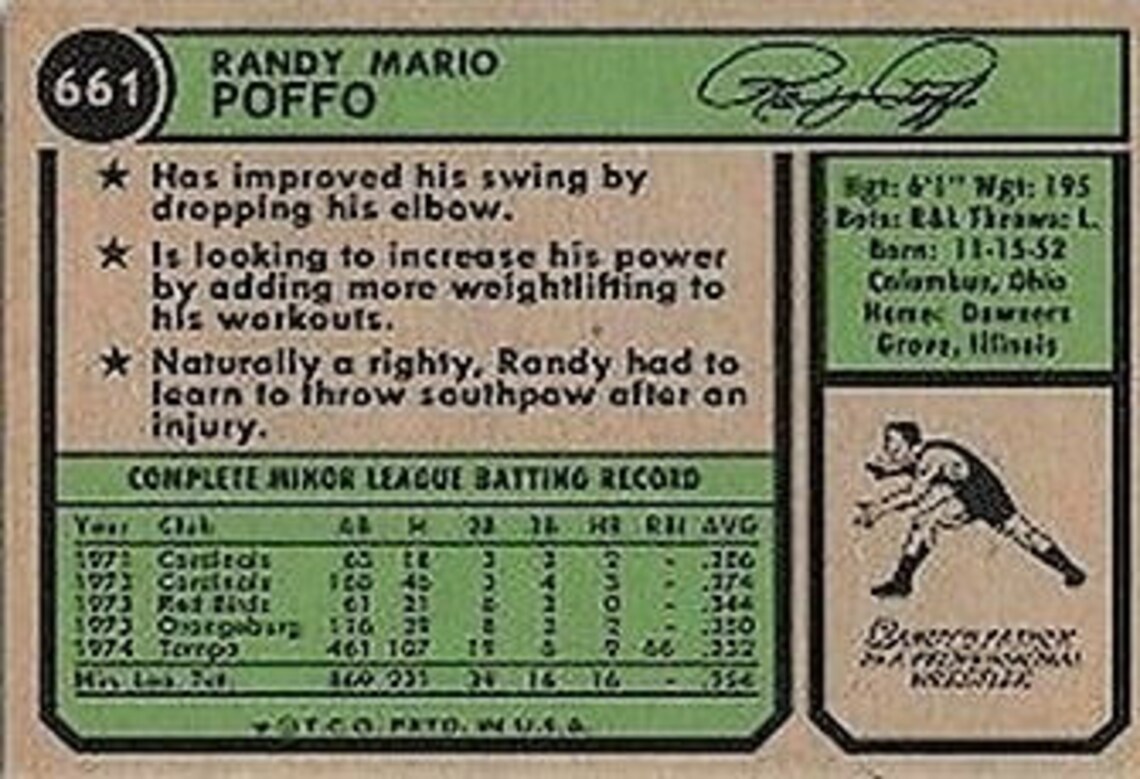 RANDY POFFO 1974 W/trophy Style Randy the 'macho Man Savage Catcher for ...
