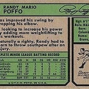 RANDY POFFO 1974 W/trophy Style Randy the 'macho Man Savage Catcher for the Reds Custom Made ...