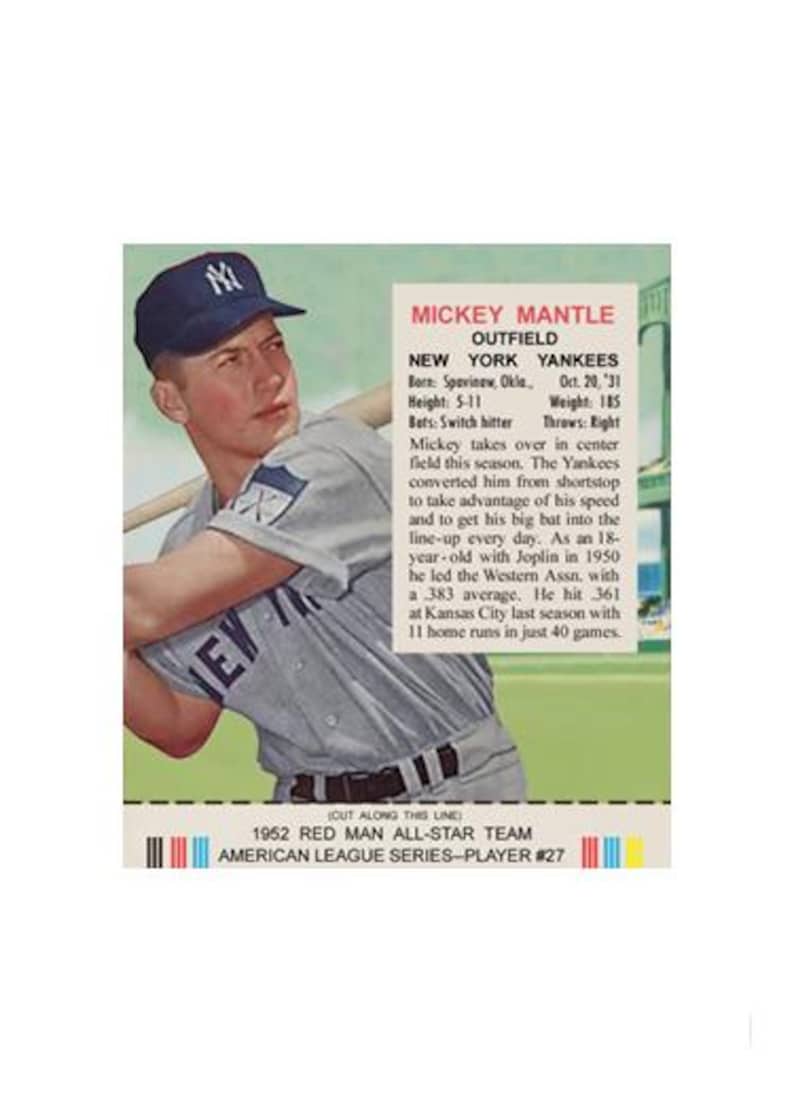 ORIGINAL MICKEY MANTLE Handmade Card That Could Have Been 1952 Red Man ...