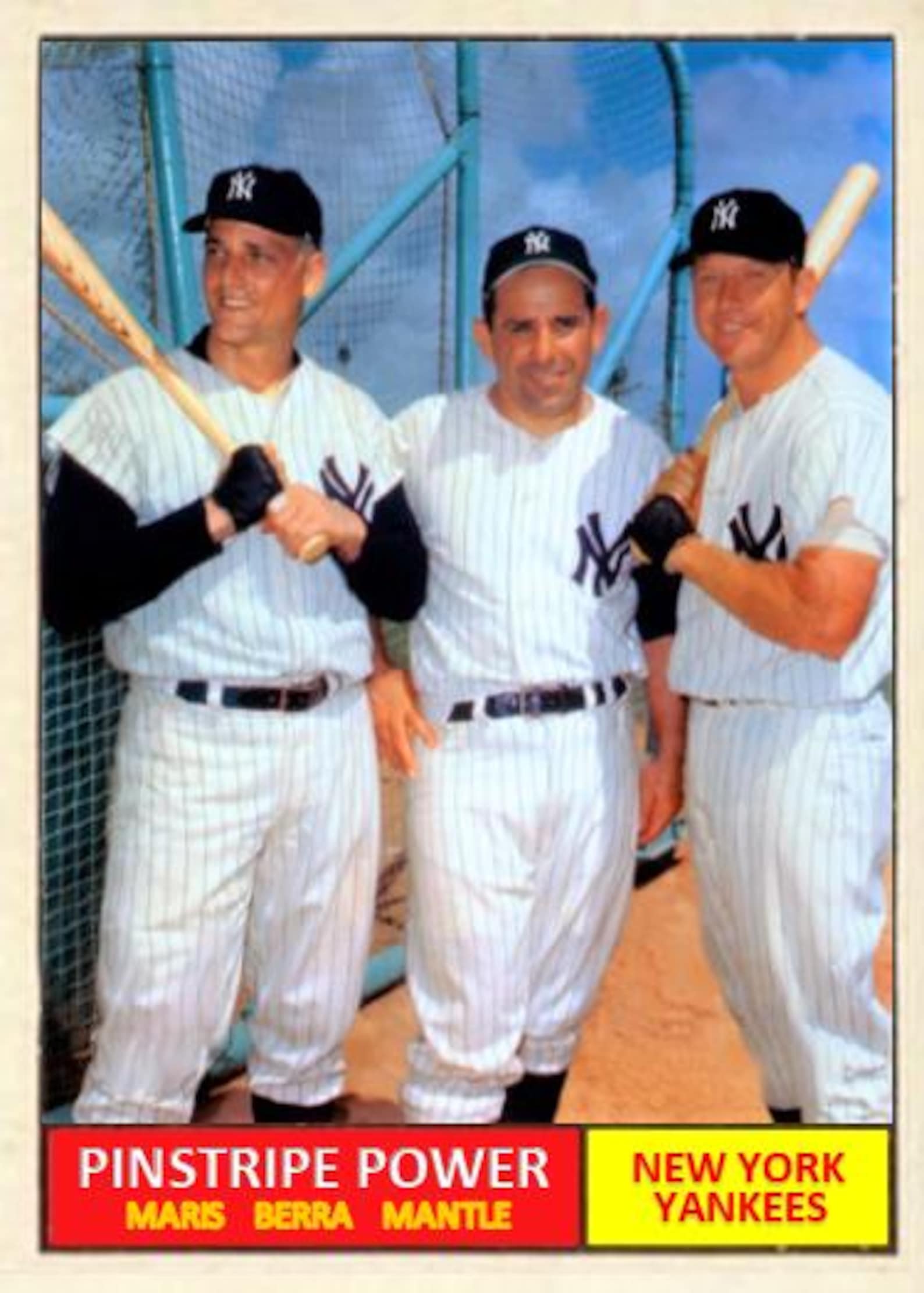 MICKEY MANTLE Yogi Berra Roger Maris "pinstripe Power" 1961 Style ...